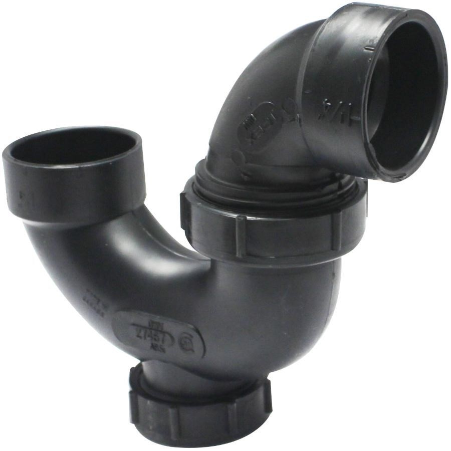 Siphon P réglable en ABS de 1-1/4 po avec raccord union et bouchon de ...