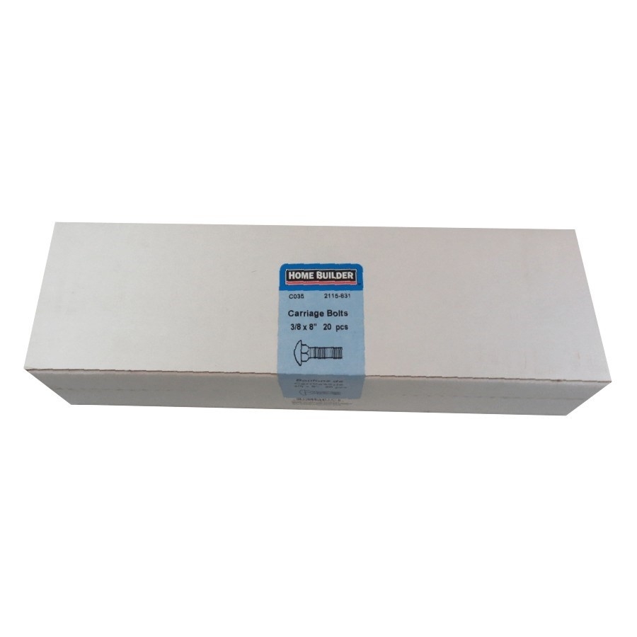 Boulon mécanique no 2 plaqué zinc à filets grossiers, 3/8 po x 8 po