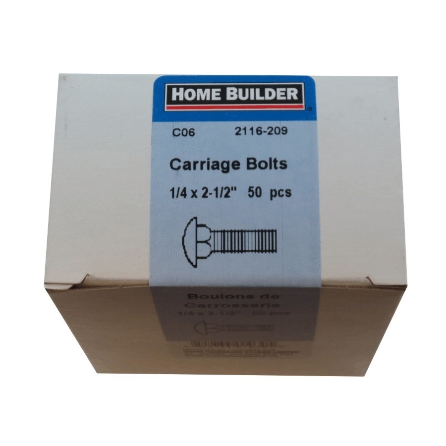 Boulon mécanique no 2 plaqué zinc à filets grossiers, 1/4 po x 2-1/2 po