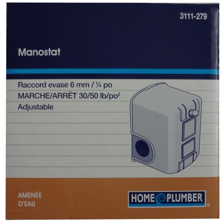 Manostat de 30 à 50 lb/po. ca. de 1/4 po évasé