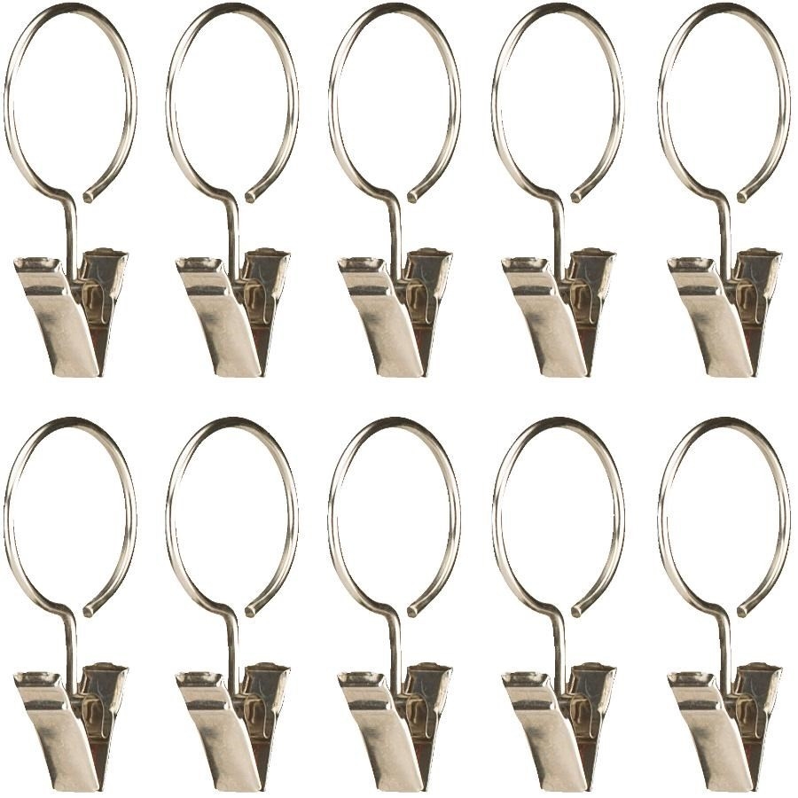 Paquet de 10 anneaux à pince pour rideaux, nickel, pour tringle de 5/8 po