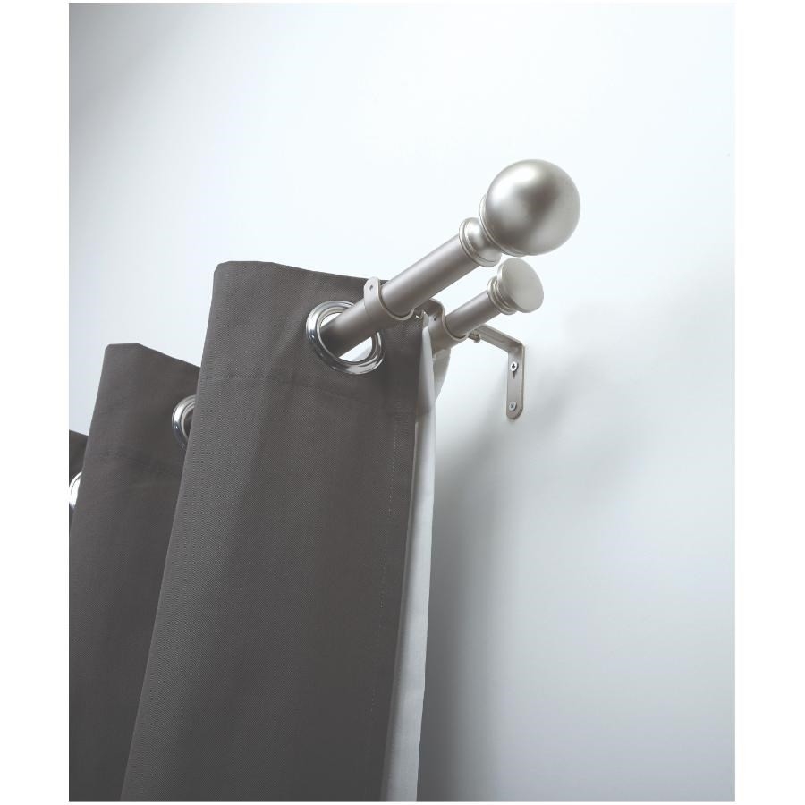 Tringle à rideau double en boule métallisée nickel, 42 à 120 po