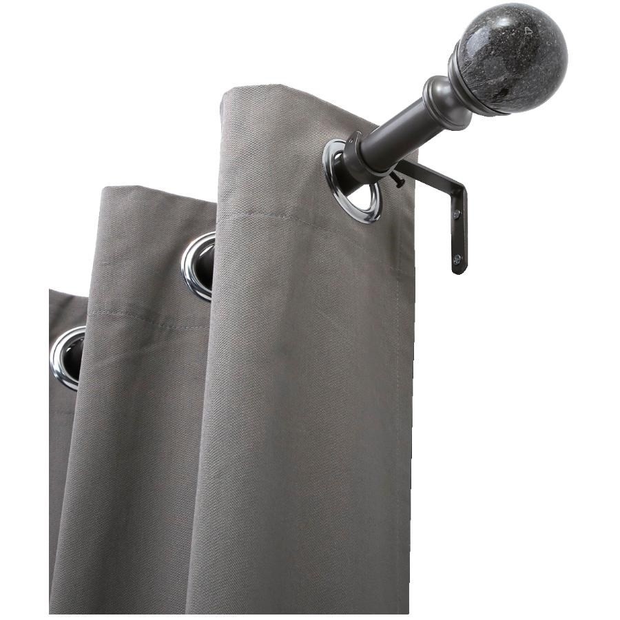 Ensemble de tringle à rideau à boule en étain marbré gris de 66 po à 120 po