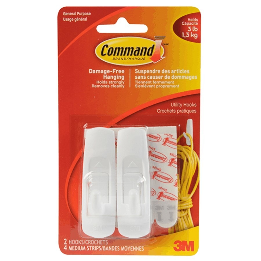 Paquet de 2 crochets muraux amovibles Command de 3M