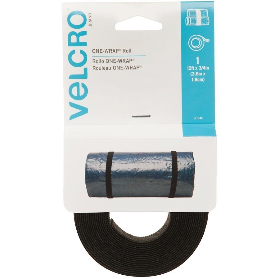 Paquet de 1 bande de fixation Velcro (R) de 3/4 po x 12 pi, noir