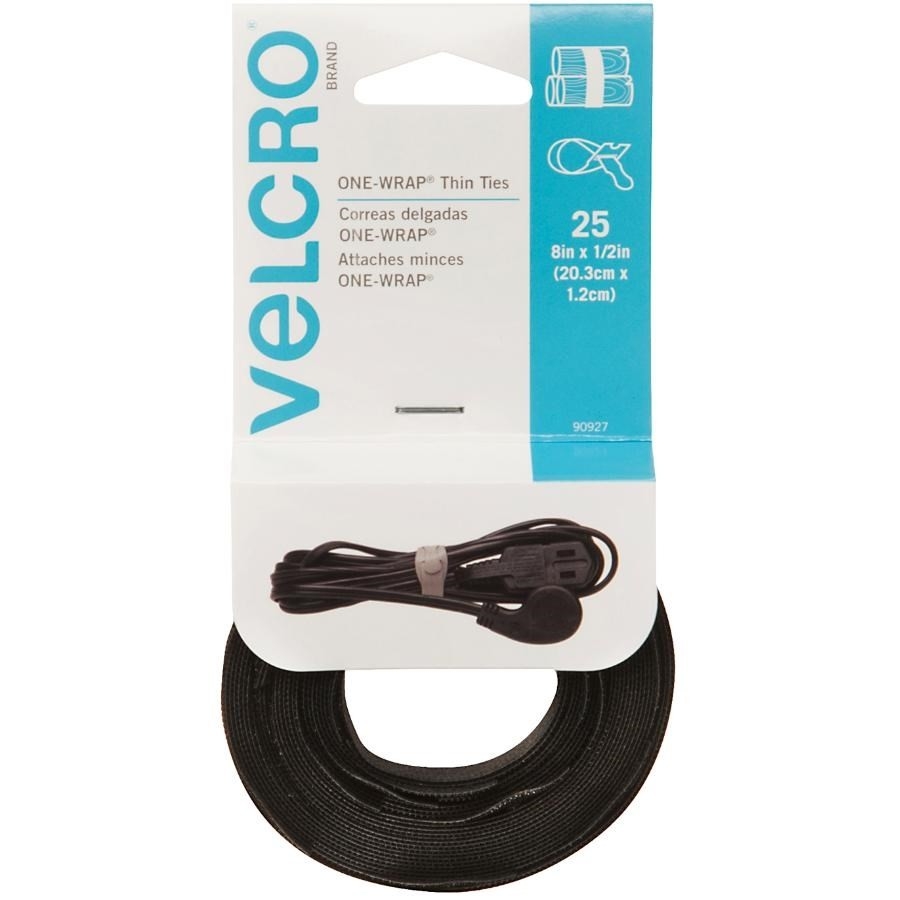 Paquet de 25 bandes de fixation Velcro (R) réutilisables de 1/2 po x 8 ...