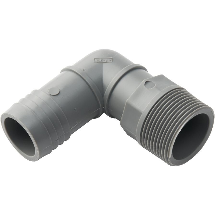 Coude en polypropylène de 1-1/4 po à insérer x filetage mâle