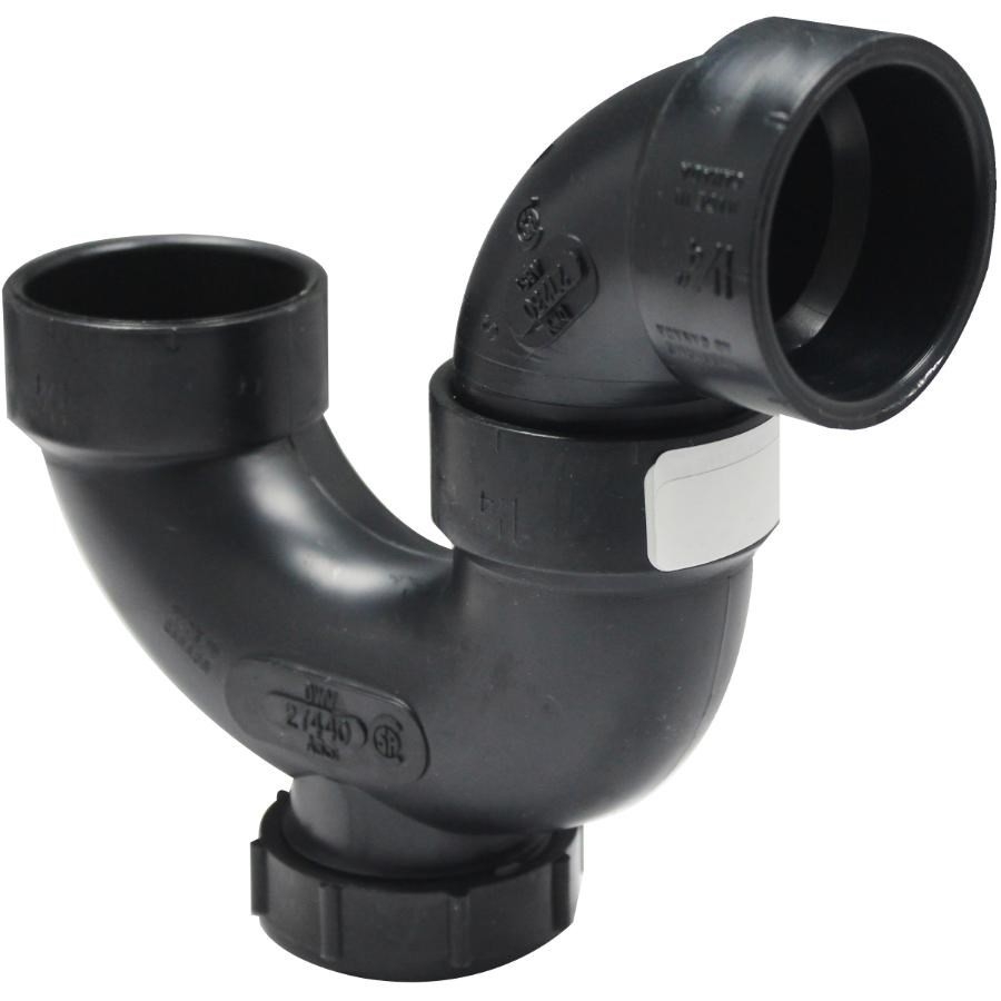 Siphon P de 1-1/4 po en ABS avec bouchon de dégorgement