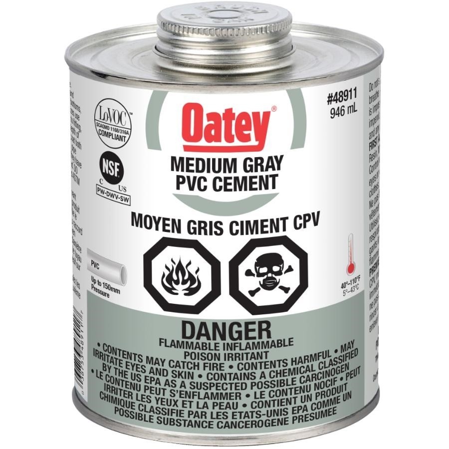 Colle à PVC gris avec tampon, 946 mL