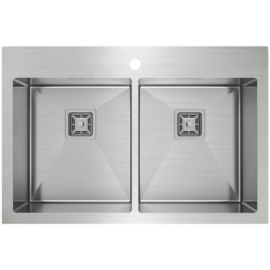 Évier de cuisine double en acier inoxydable à fixation double, avec grille