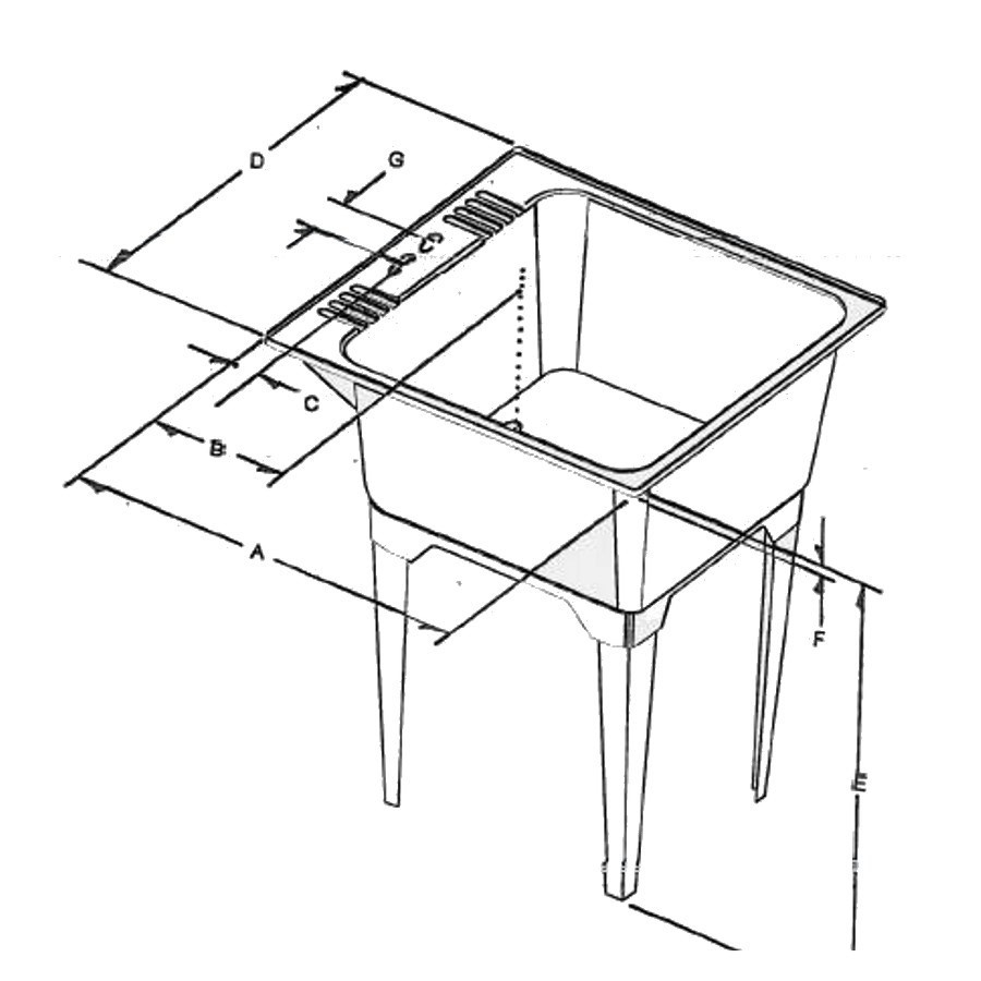 Cuve à lessive de 23-1/2 po x 11-1/2 po en copolymère pur