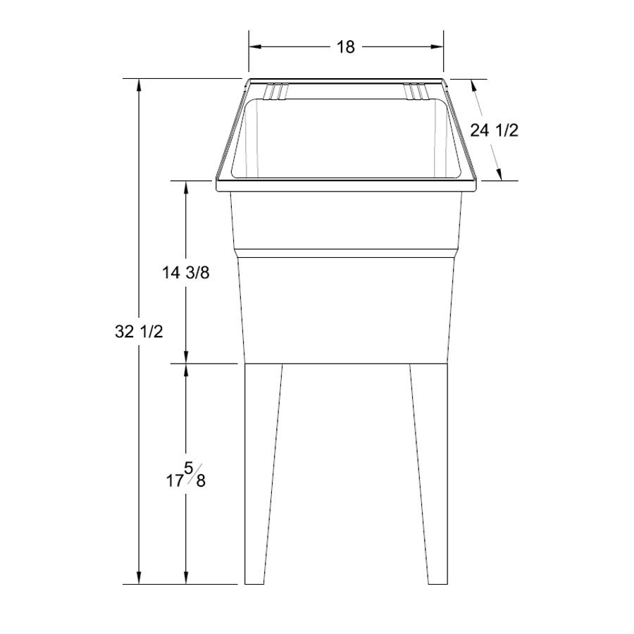 Cuve à lessive noire robuste en polypropylène de 18 po x 24,5 po