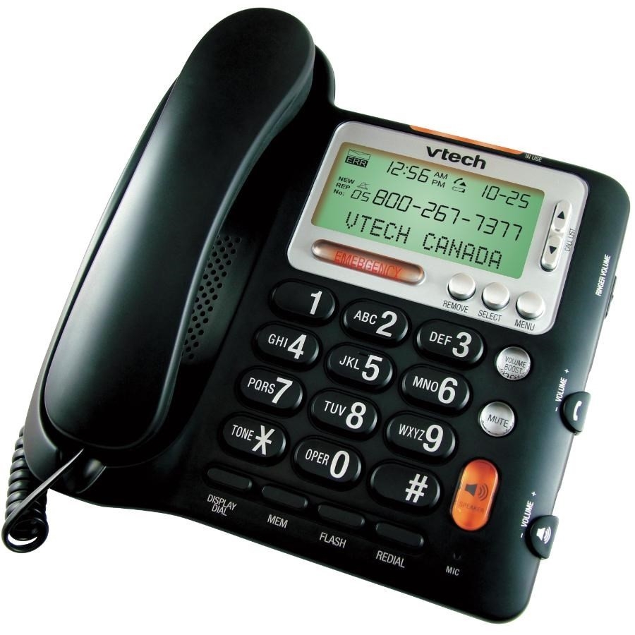 Téléphone de bureau avec cordon, haut-parleur, grosses touches et ...