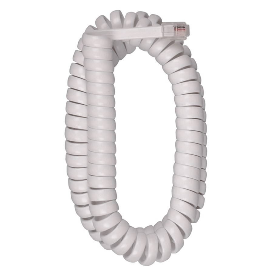 Cordon spiralé de 3,7 m/12 pi pour combiné de téléphone à 2 fiches, blanc