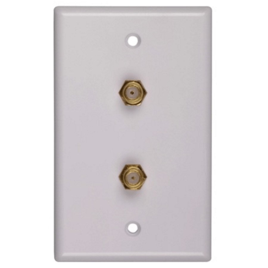 Plaque murale pour 2 câbles coaxiaux, blanc
