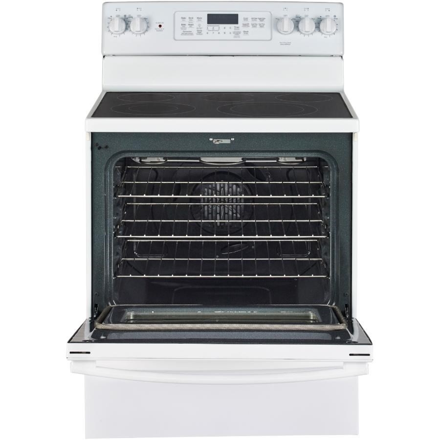 Cuisinière électrique blanche à surface lisse avec four autonettoyant ...