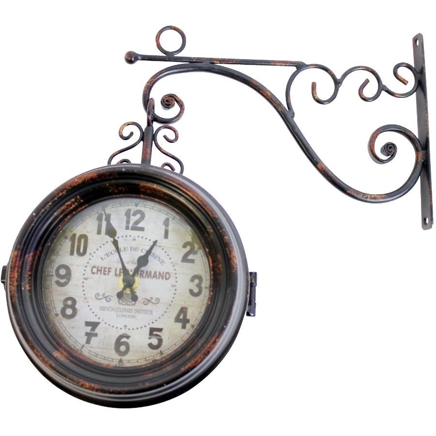 Horloge murale à deux faces pour l'intérieur et l'extérieur, avec ...