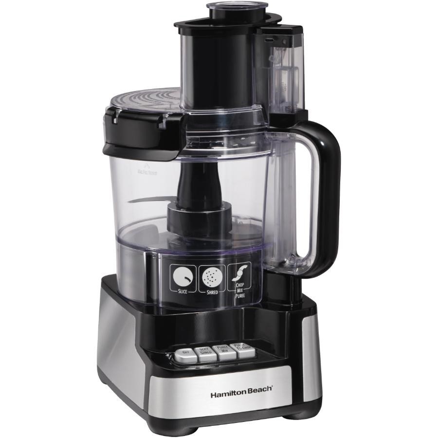 Robot culinaire de 450 watts de 12 tasses, noir et acier inoxydable