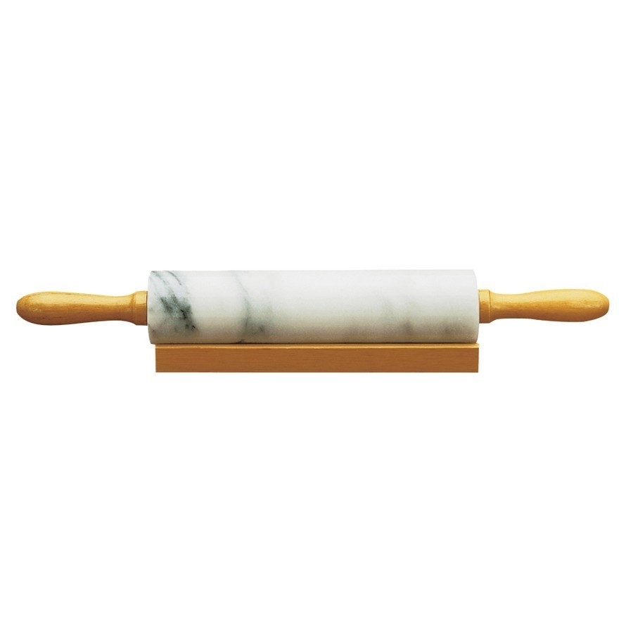 Rouleau à pâte en marbre de 18-3/4 po x 3 po avec support