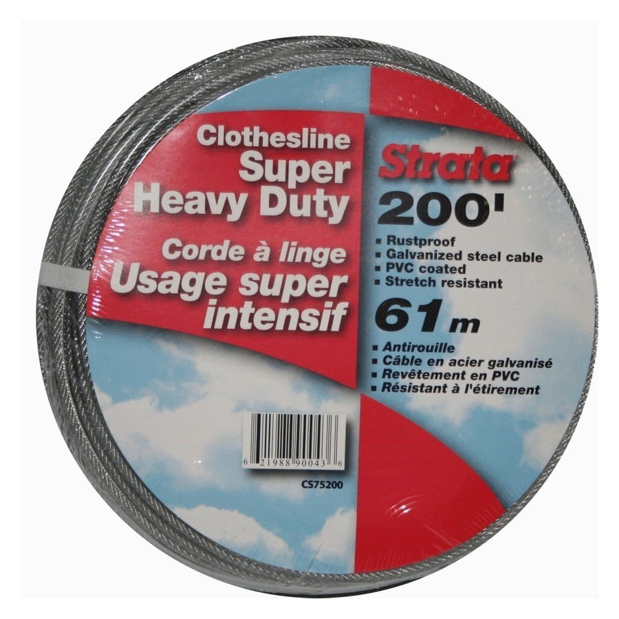 Corde à linge en PVC durable de 3/16 po x 200 pi