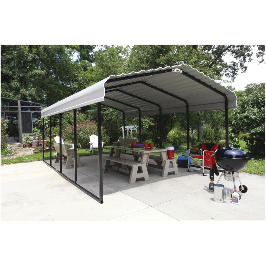 Abri d'auto en acier noir et coquille d'oeuf de 12 pi x 20 pi x 7 pi