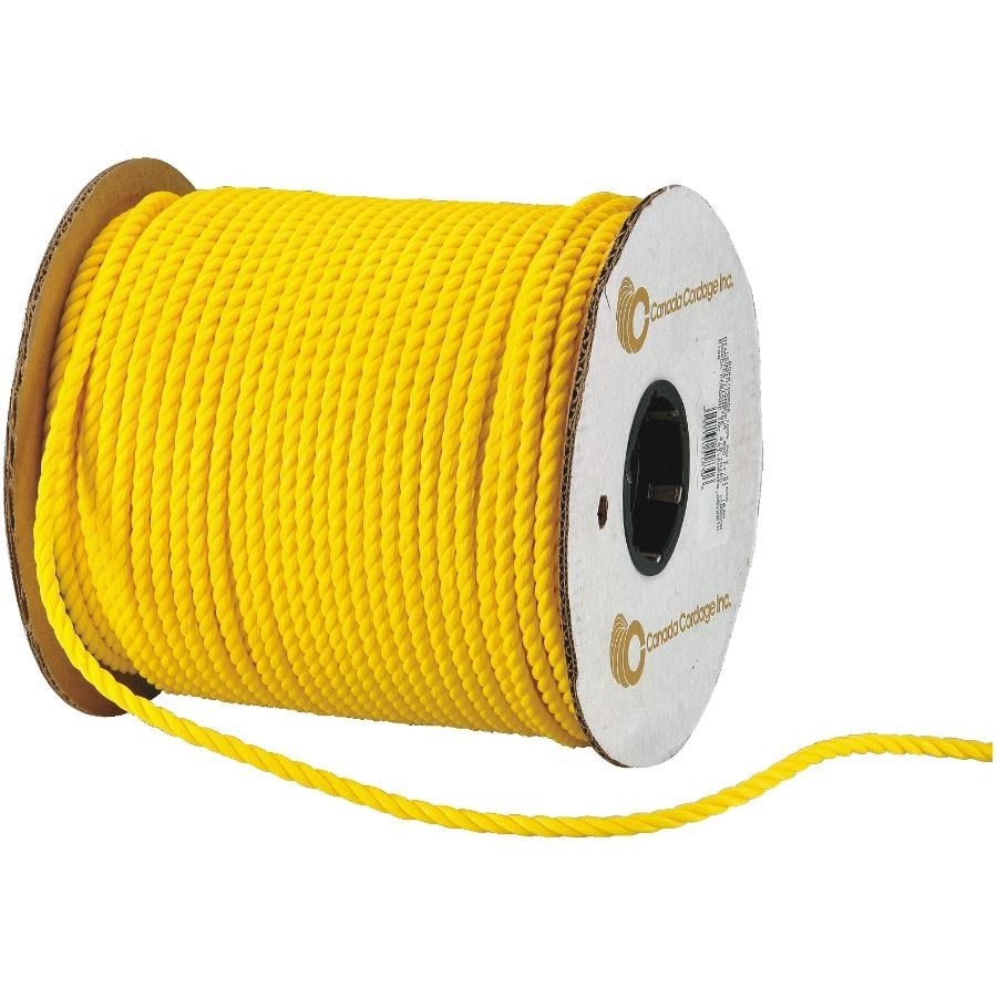 Corde en polypropylène torsadé de 1 pi x 3/8 po vendue au pied, jaune