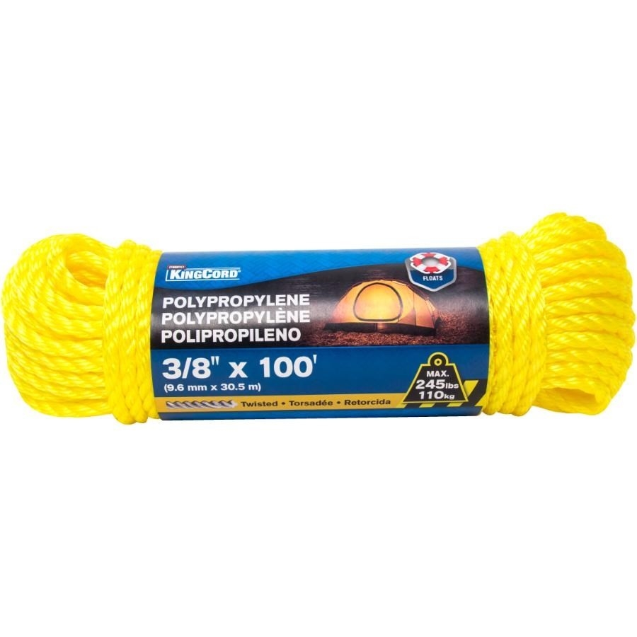 Corde en polypropylène torsadé de 3/8 po x 100 pi, jaune