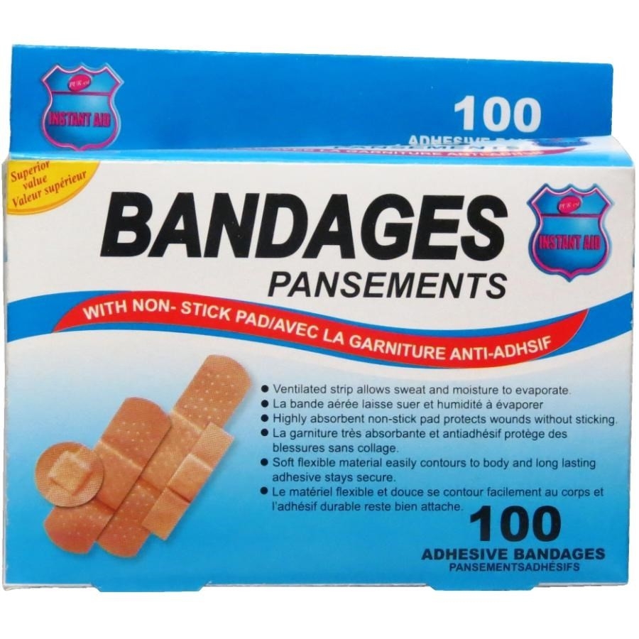 Paquet de 100 pansements flexibles, formats variés
